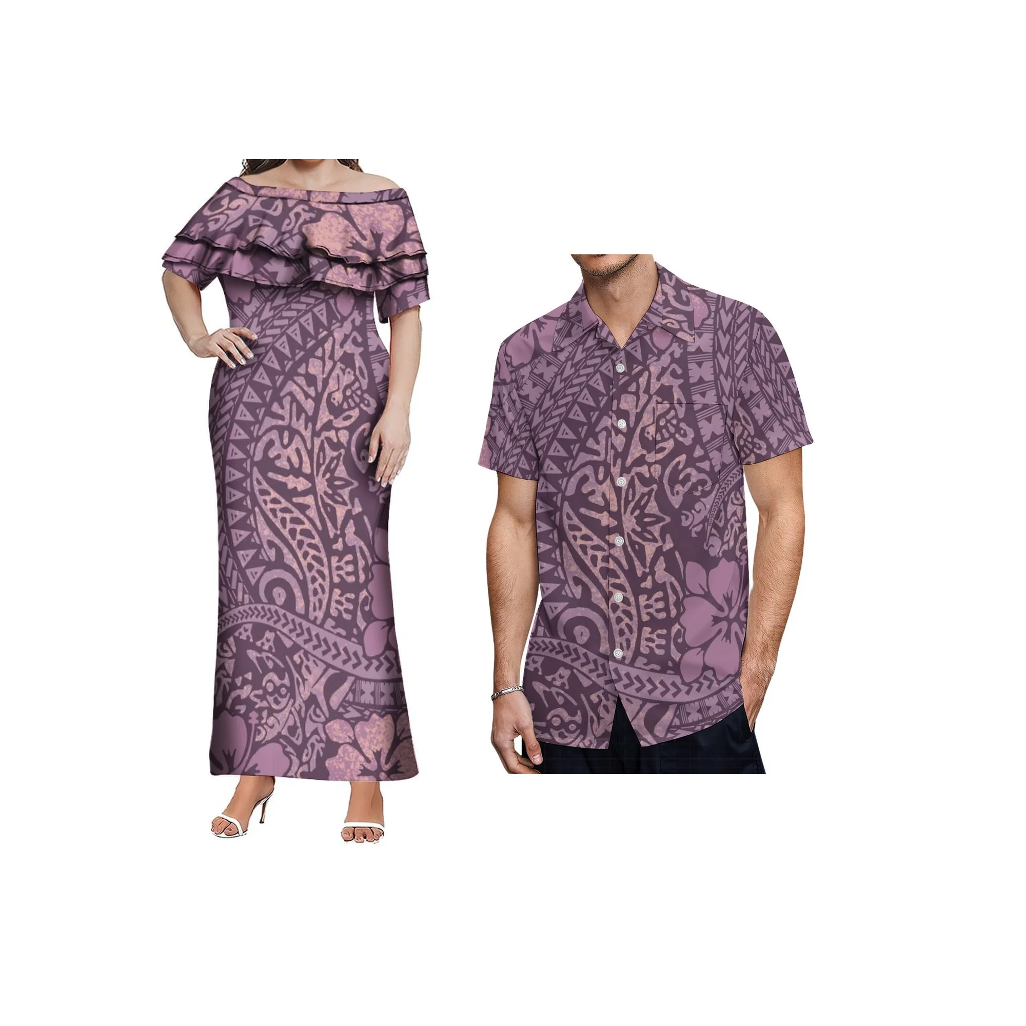 Customized Plus Size New Polynesian Dress Ladies Double Layered Frill ...
