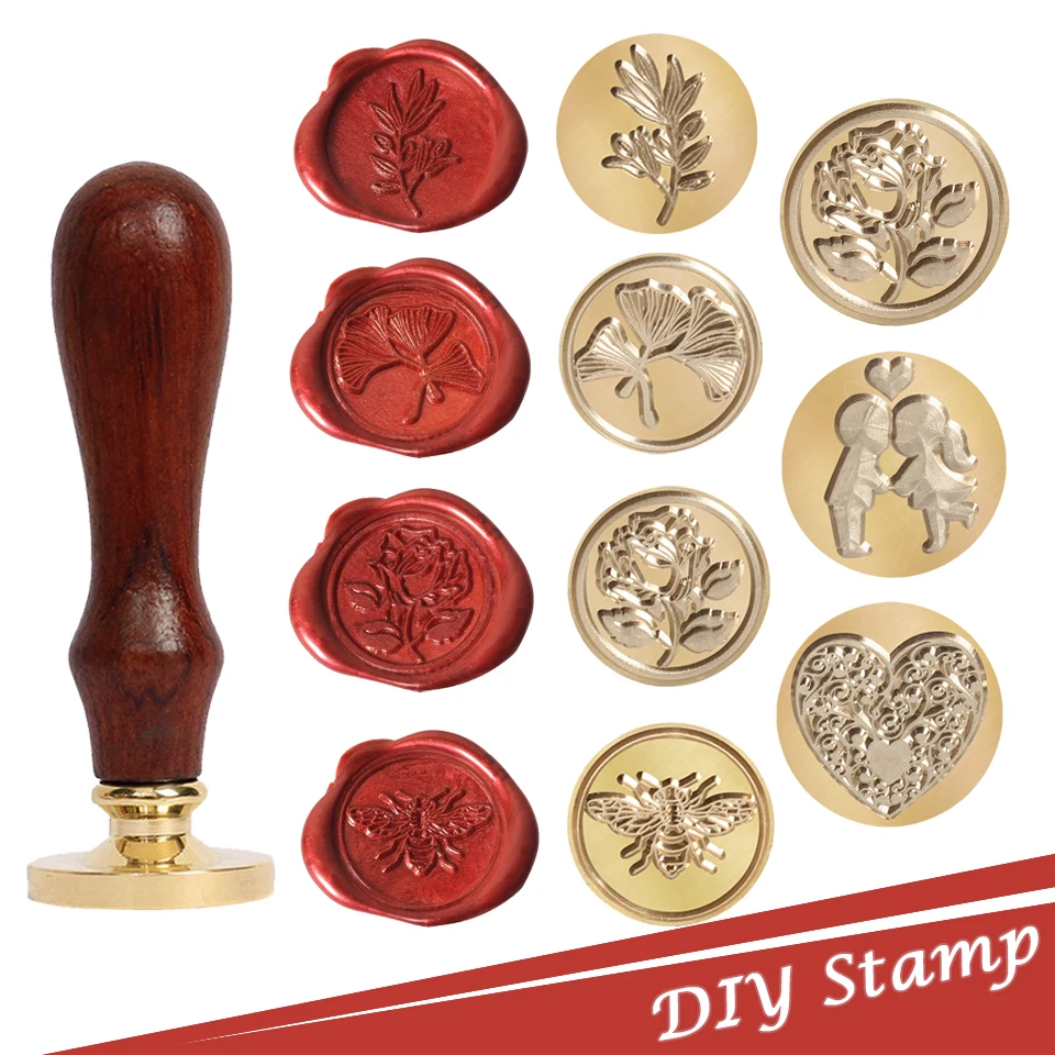 Tree-Pattern-Wax-Seal-Stamps-Retro-Happy-Birthday-Antique-Wooden ...