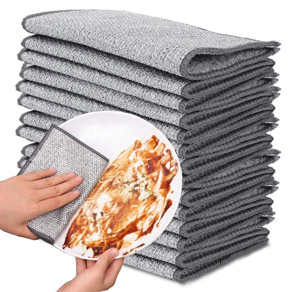 Magic-Cleaning-Cloth-Kitchen-Dishwashing-Towel-Metal-Steel-Wire ...