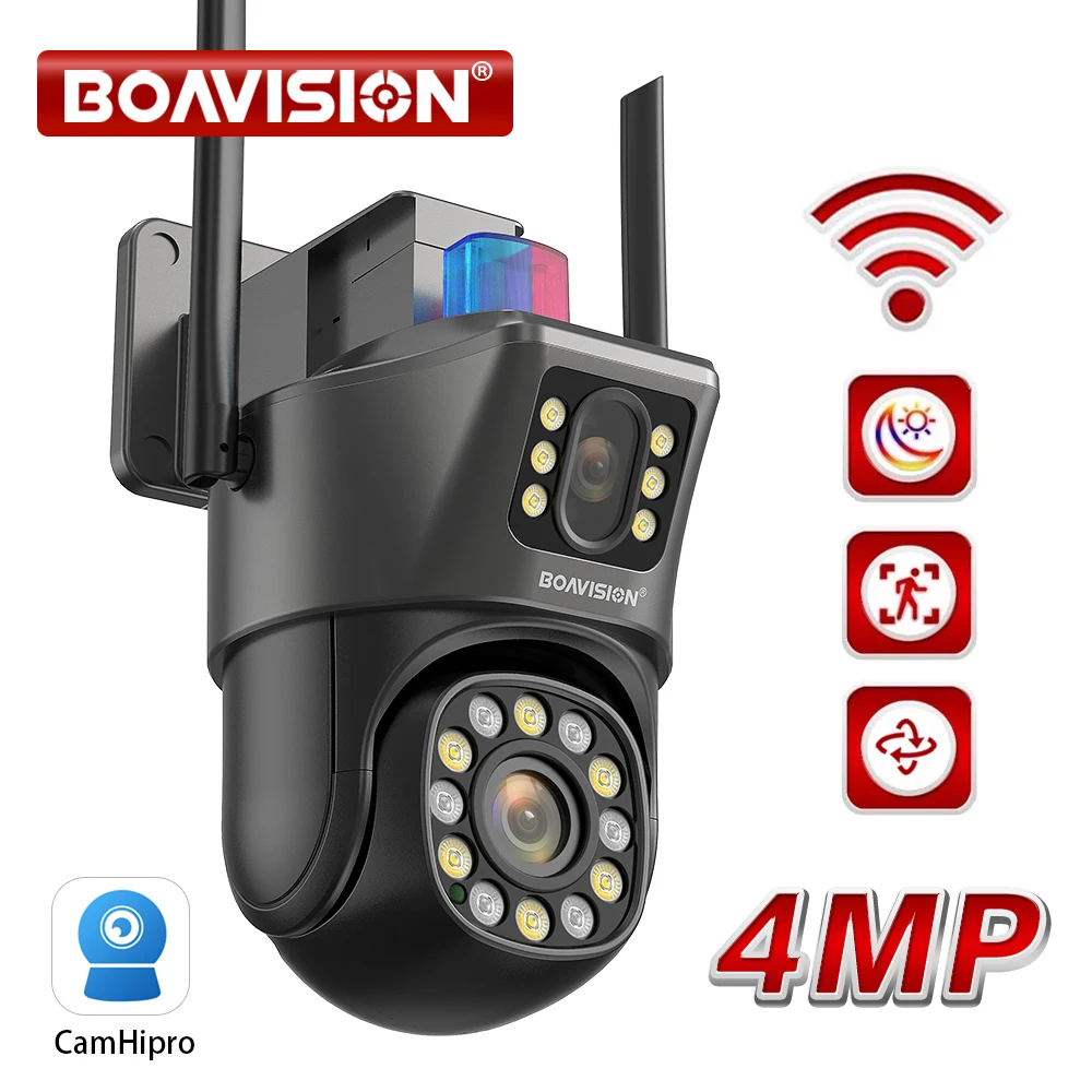 Camhipro – caméra de surveillance extérieure PTZ Wifi hd 4MP (PTZ), dispositif à double objectif ...