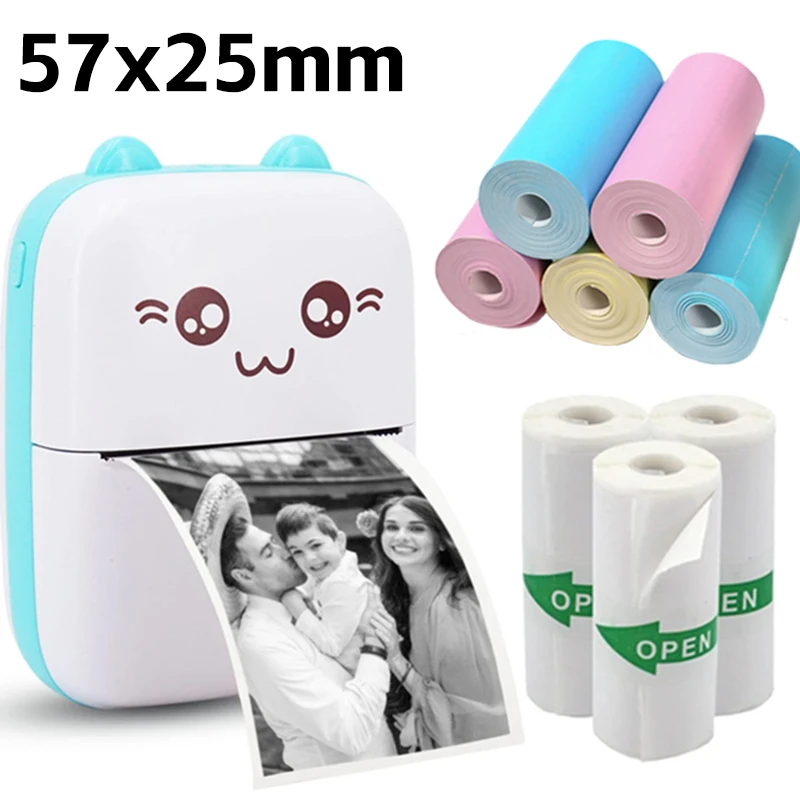 Mini-Photo-Printer-Paper-5Rolls-Thermal-Paper-57x25mm-White-Color-Gift ...