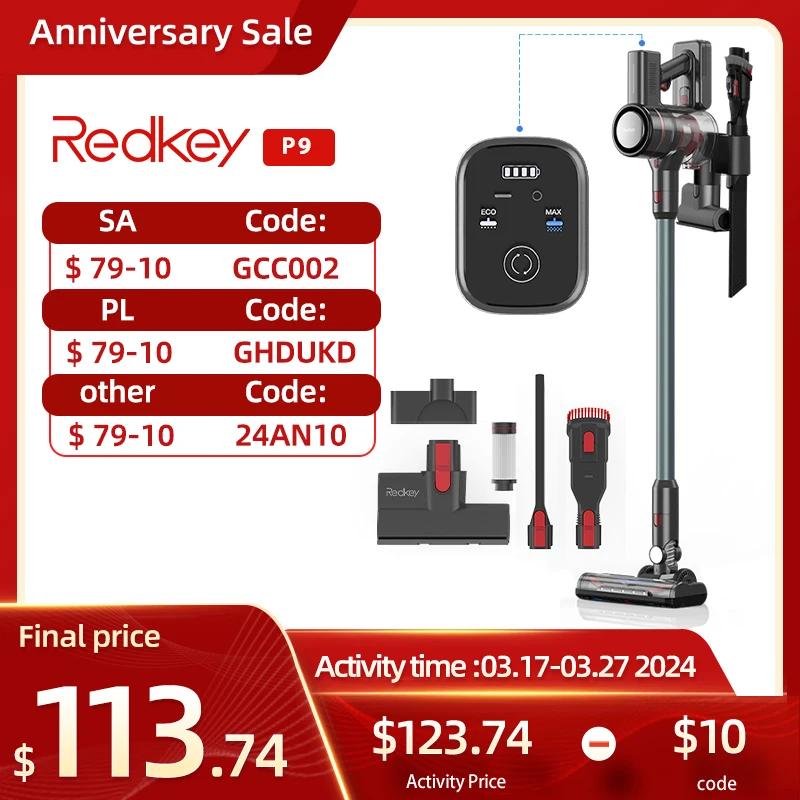 Redkey P9 Cordless Vacuum Cleaner 30Kpa [EU] for 111.74 USD with coupon ...