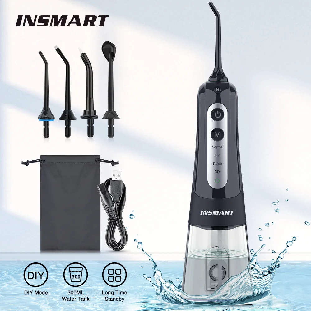 Insmart flosser água dental irrigador oral portátil usb recarregável 4 ...