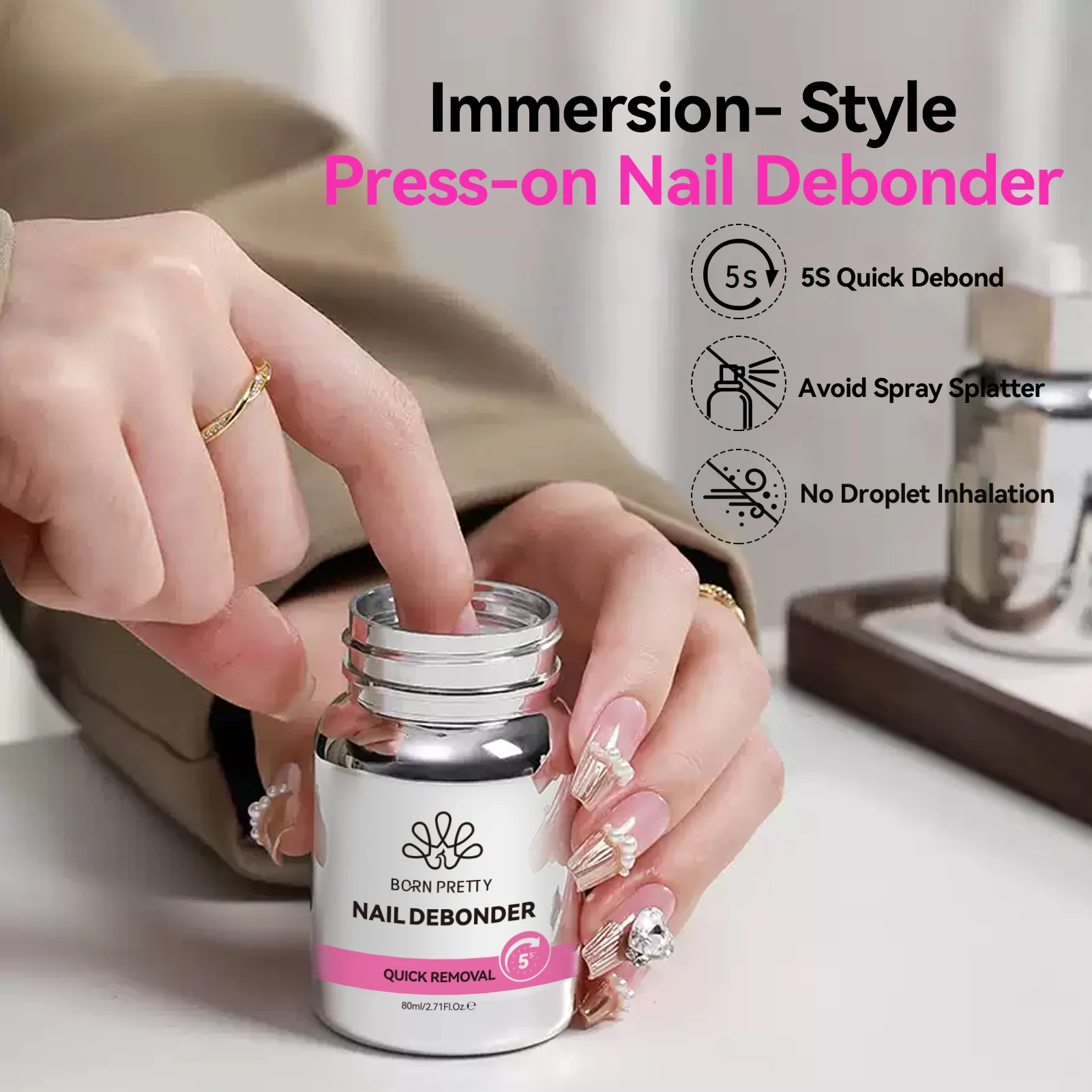 BORN PRETTY 80ml Nail Debonder Glue for Fake Nail Tips 5S Quick Debond ...