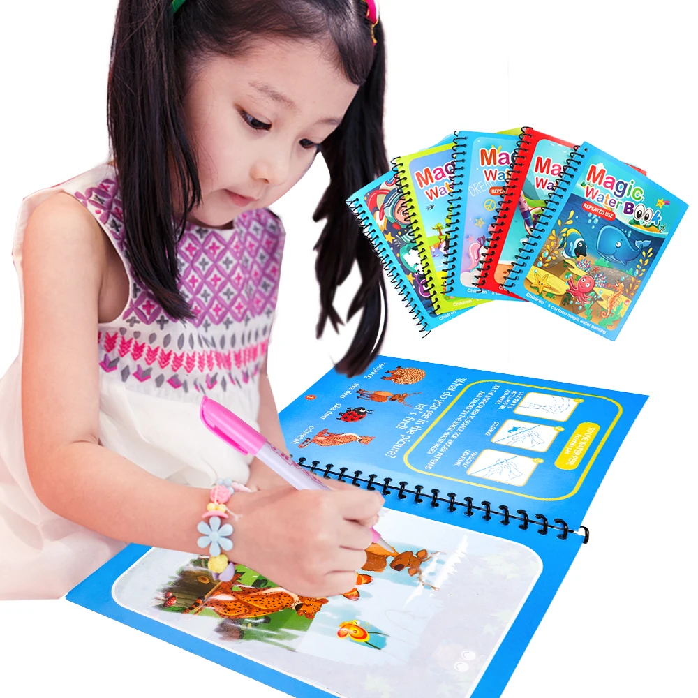 Magical-Water-Drawing-Book-Toys-Variety-of-Themes-Reusable-Coloring ...