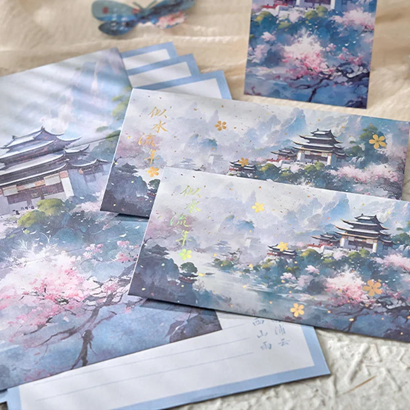 Envelopes-Letter-Paper-kit-Writable-Paper-w-Sealing-Sticker-Rain ...