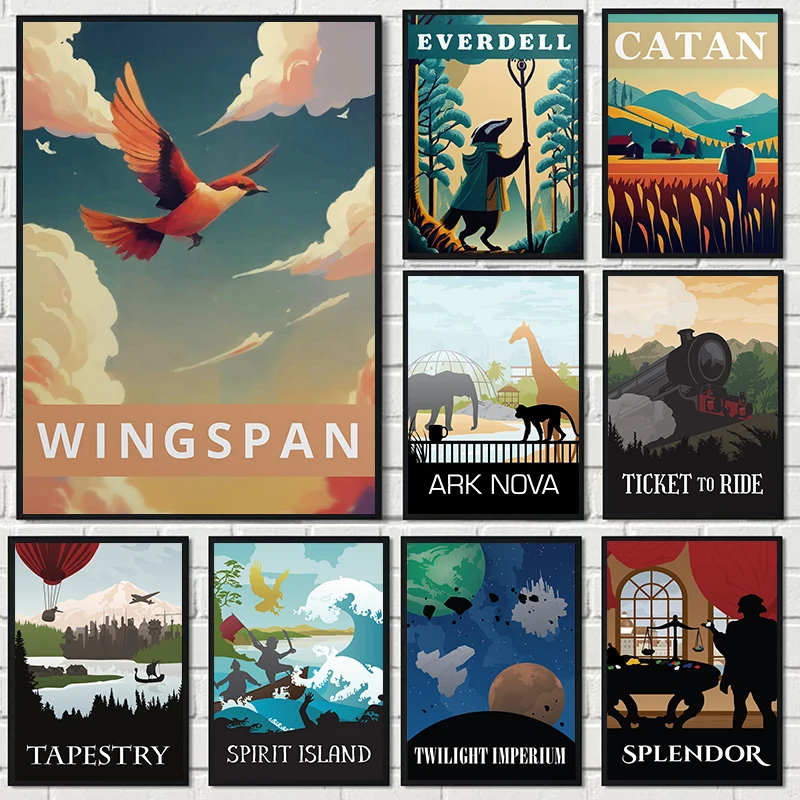 Retro-Board-Game-Wingspan-Everdell-and-Catan-Minimalist-Poster-Canvas ...