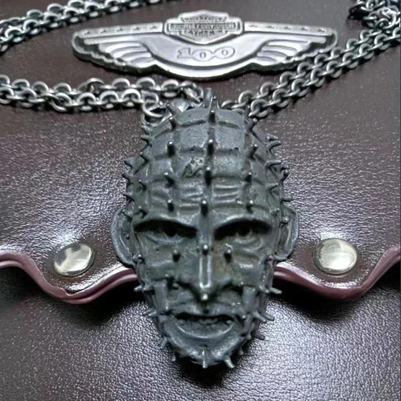 Black Solid Copper Dark Retro Gothic Hellraiser Pinhead Ball Chain ...