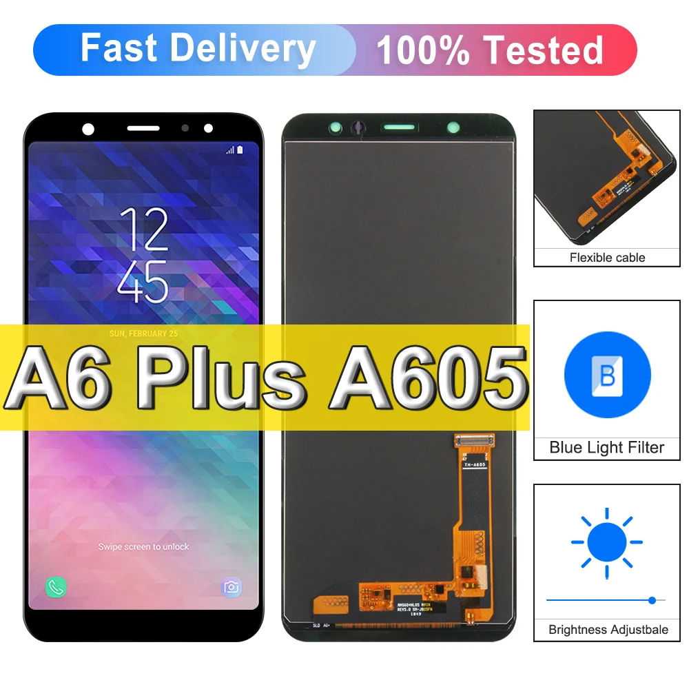 For Samsung Galaxy A6 Plus 2018 A605 LCD Display Touch Screen Digitizer ...