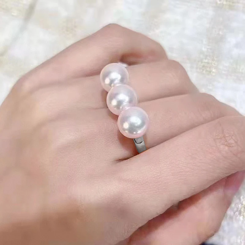 MeiBaPJ-Anillo-de-Plata-de-Ley-925-con-perla-redonda-blanca-Natural ...