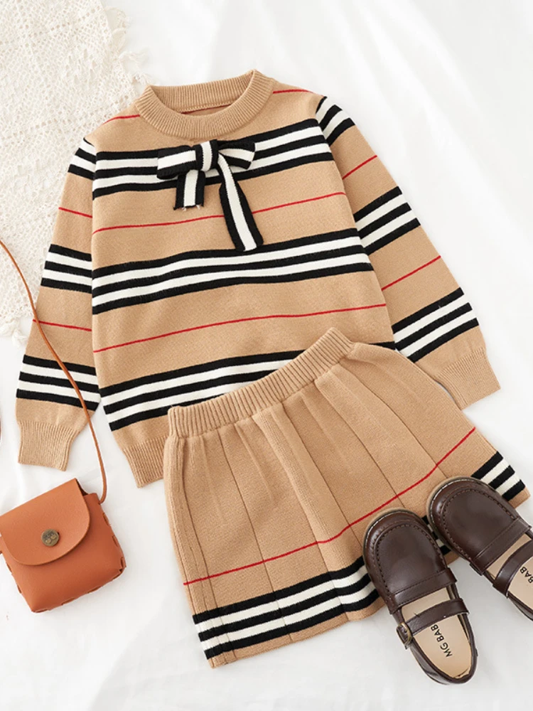 2023-Spring-Autumn-Girls-Knitted-2-Pieces-Suit-Top-skirt-Fall-Sets-for ...