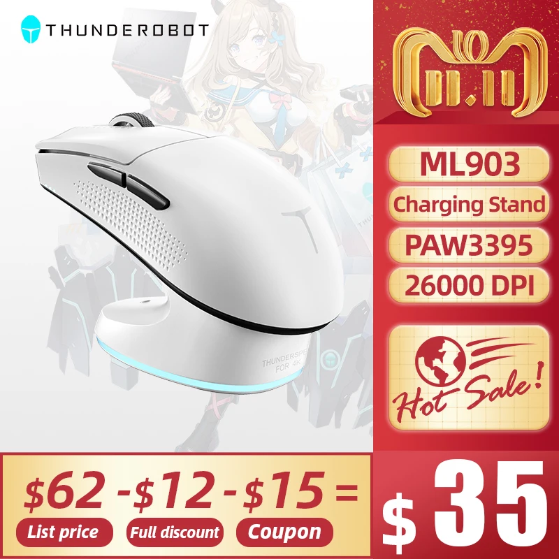 Thunderobot-ML903-4K-Wireless-Gaming-Mouse-with-Charging-Dock-26000-DPI-PAW3395-Bluetooth-Mouse ...