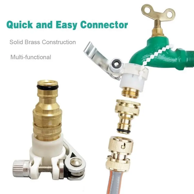 3-in-1-Brass-Hose-Tap-Connector-Set-Universal-Faucet-Connector-Washing ...