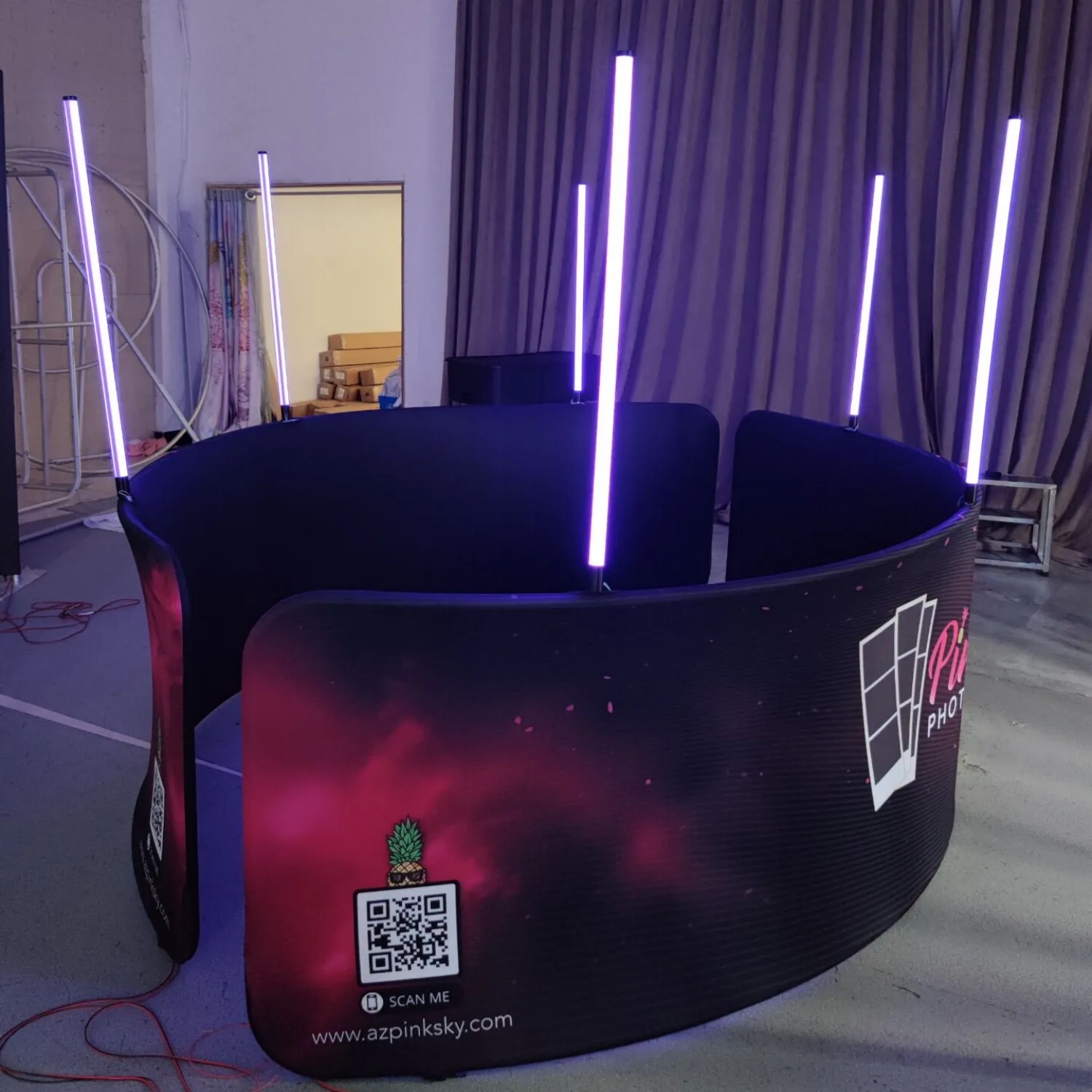 360 Round Backdrop Tent Enclosure Led Photo Booth Studio with 6 Tube ...