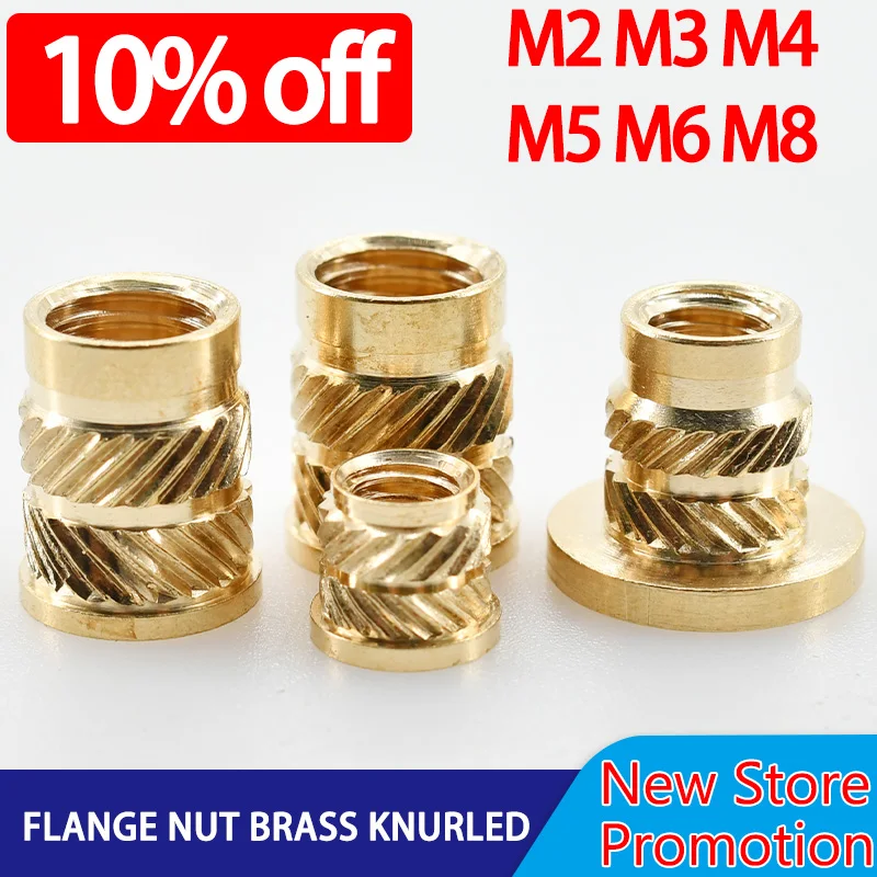 M2 M3 M4 M5 M6 M8 Flange Nut Brass Knurled Hot Melting Insert Thread ...