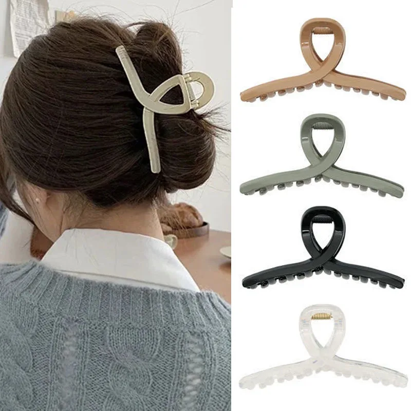 Korean-Simple-Solid-Color-Hair-Claw-For-Women-Crab-Hair-Clip-Fashion ...