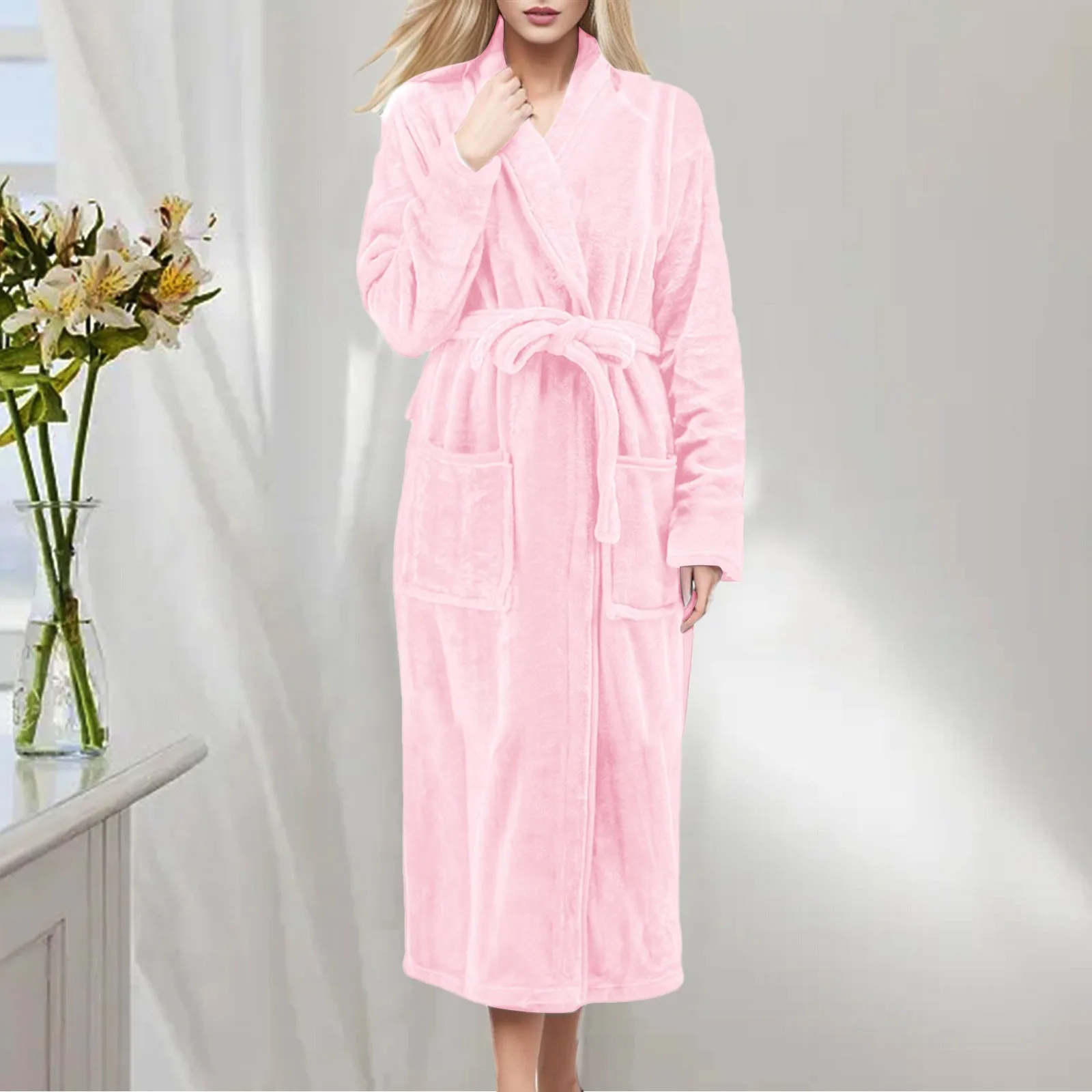 Night-Wear-For-Women-Cotton-Robe-Women-s-Lace-Up-Nightwear-Long ...