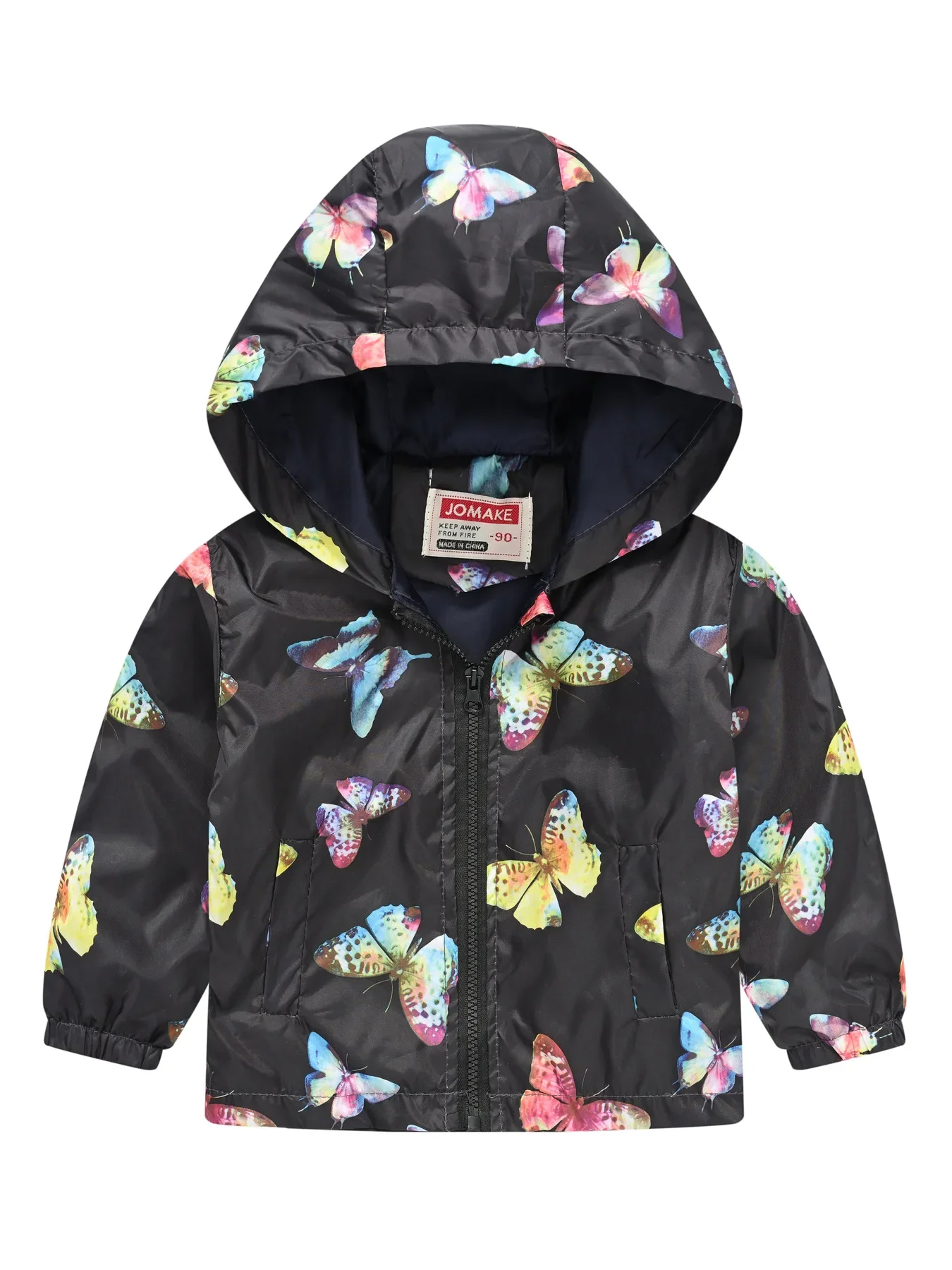 Children's Fashion Cartoon Print Hooded Windbreaker Jacket Boys Girls ...