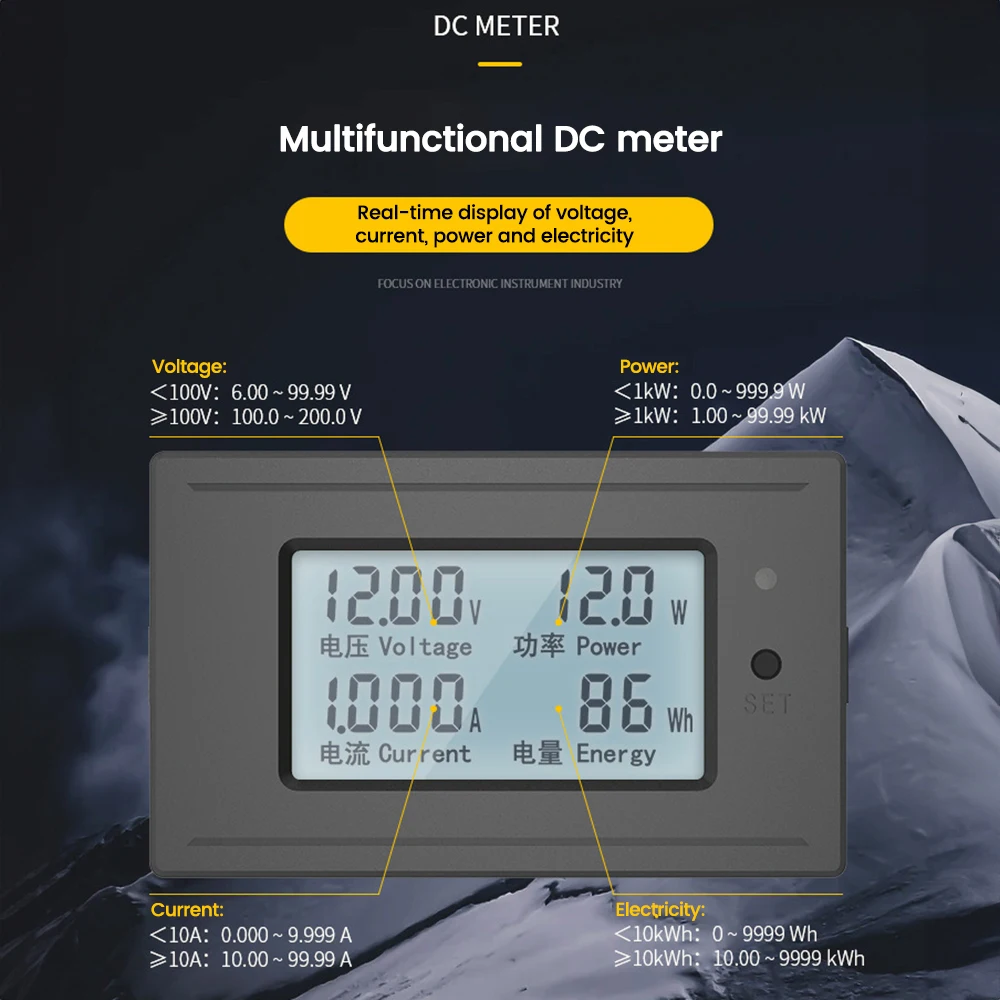 DC-Voltage-Meters-20A-50A-100A-DC-6-200V-Digital-LED-Monitor-Power ...