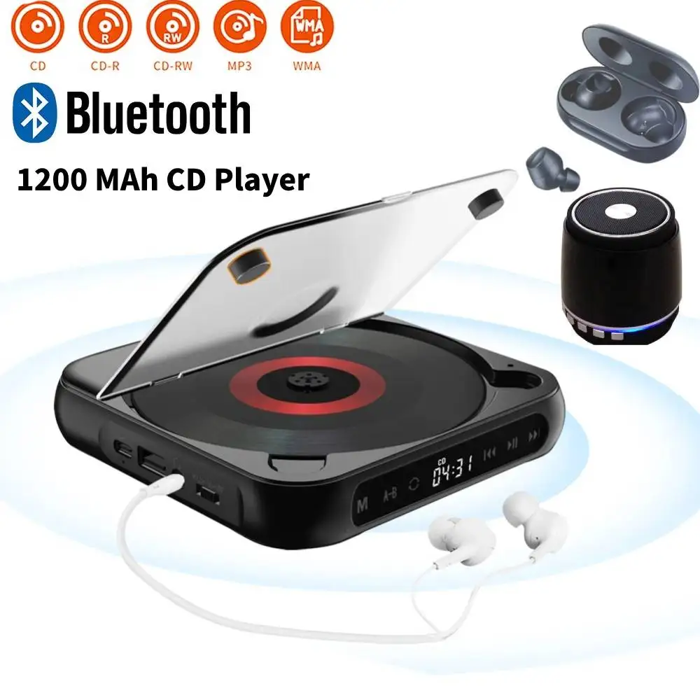 Portable CD Player With 5 Playback Modes Touchscreen Headphone Anti ...