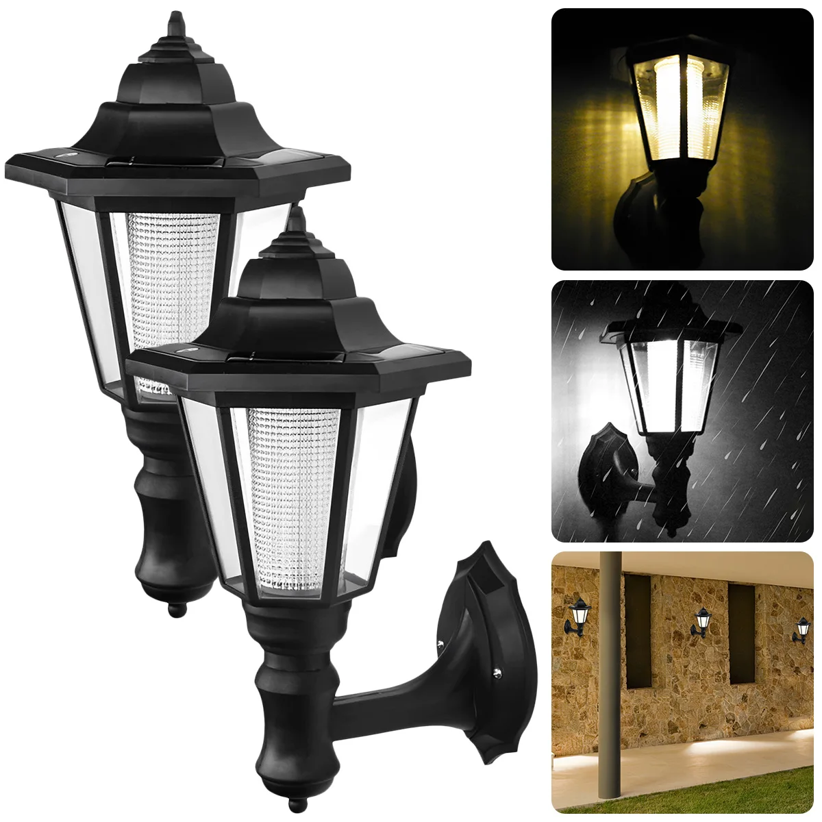 Solar-Led-Outdoor-Lighting-Lamp-Hexagonal-Solar-Wall-Light-Retro-Solar ...