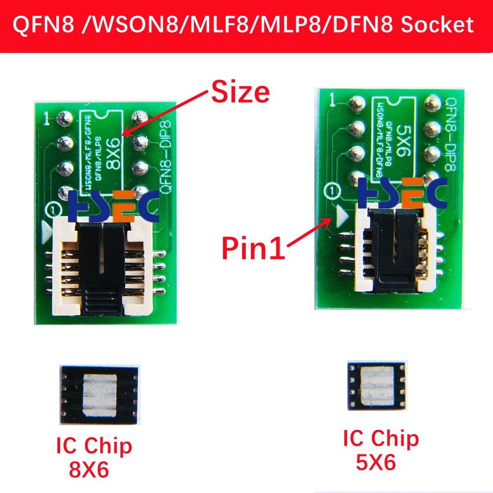DFN8 WSON8 MLF8 QFN8 Adaptador 6*5 milímetros 6*8 Chips IC Soquete para ...