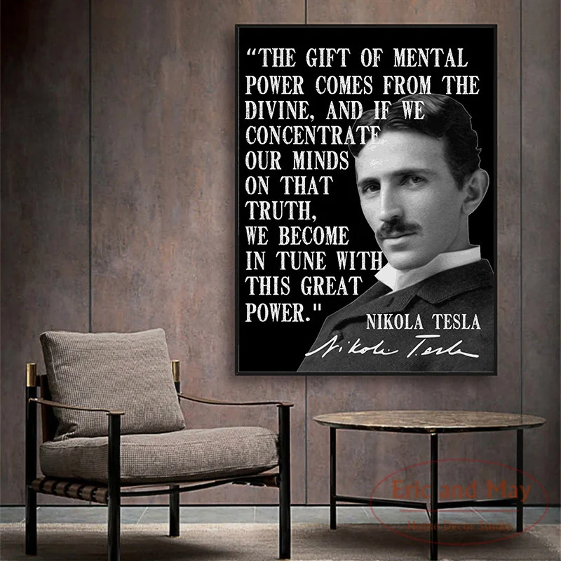 Nikola Tesla Portrait Posters And Prints Canvas Painting Art Wall ...