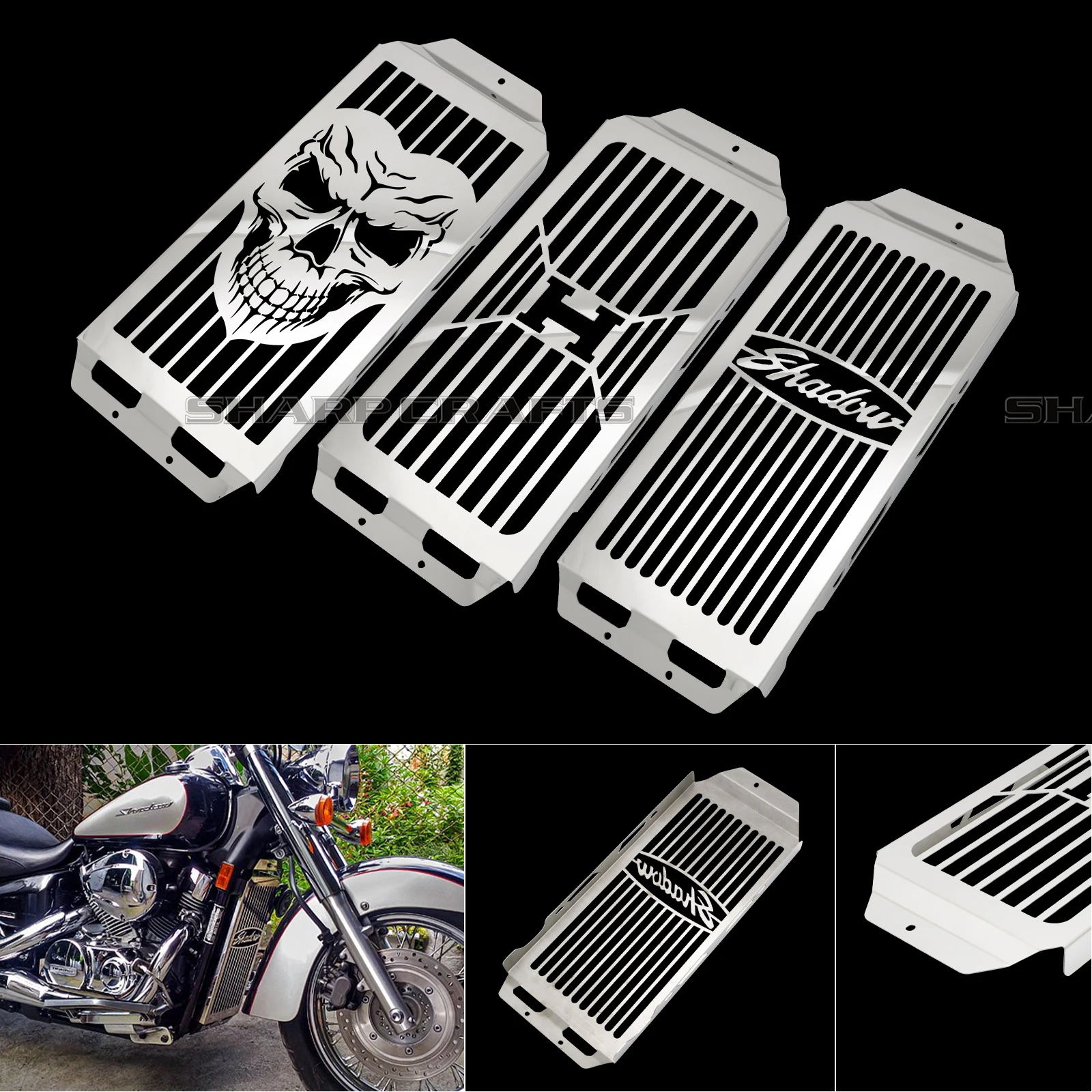 Tampa-da-grade-do-radiador-de-face-cromada-em-a-o-protetor-de-prote-o ...