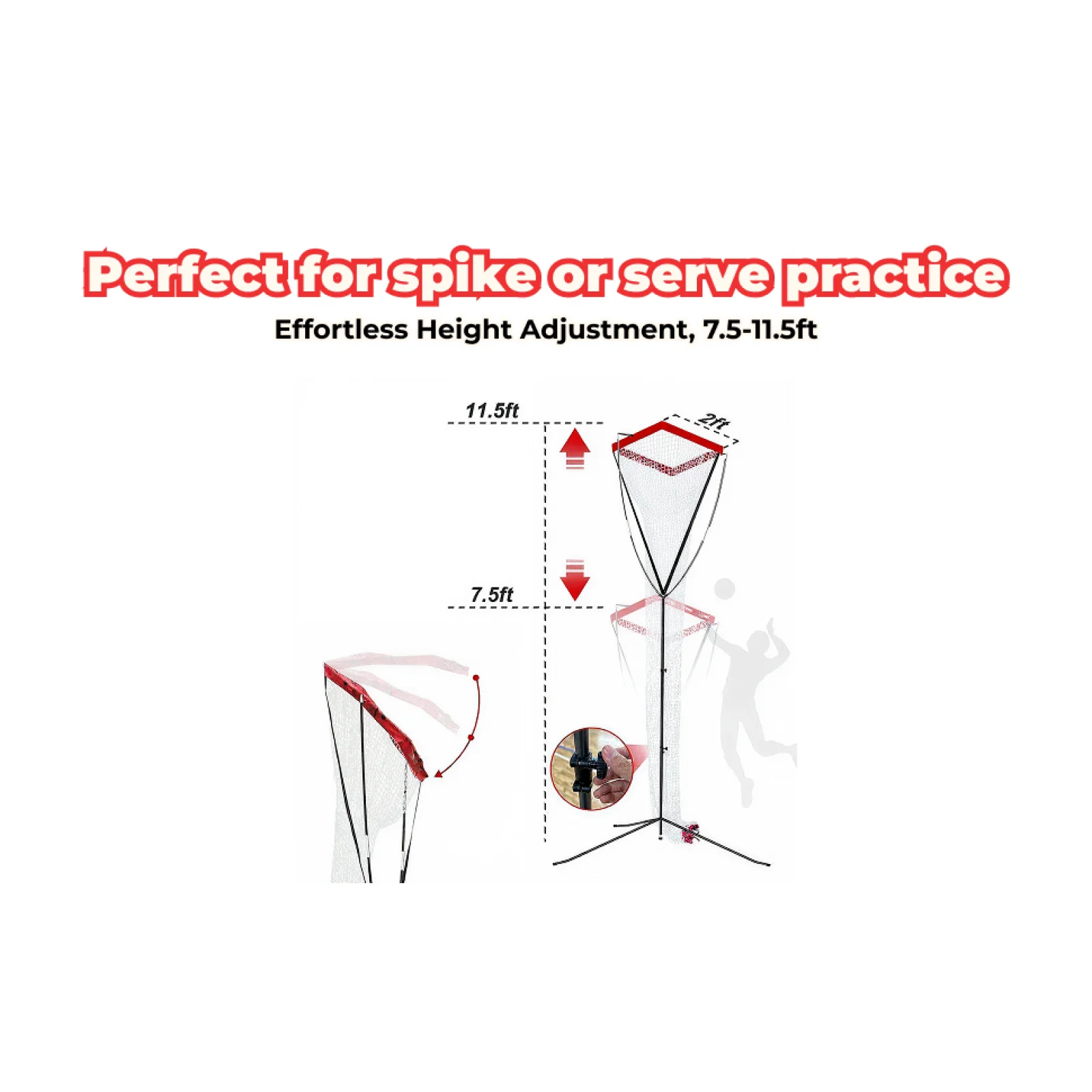 Volleyball Setter Trainer Net with Adjustable Height Portable Beach ...