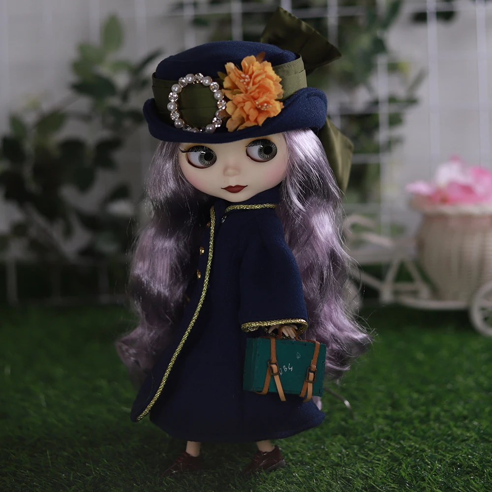 Neo Blythe Muñeca con cabello morado, piel blanca, cara linda mate y ...