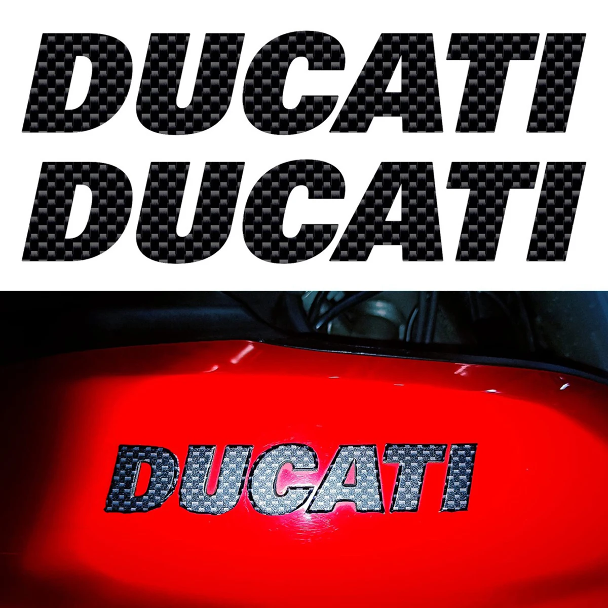 Vinyl Carbon For Ducati Sticker Logo Motorcycle Tank Helmet Decal White Red Black