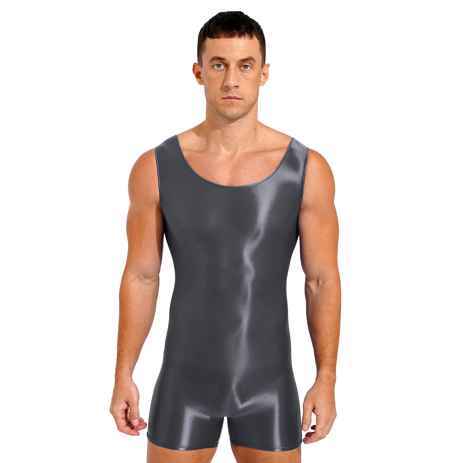 Swimwear-Mens-Glossy-Stretchy-Swimsuit-One-Piece-Bodybuilding-Gym ...