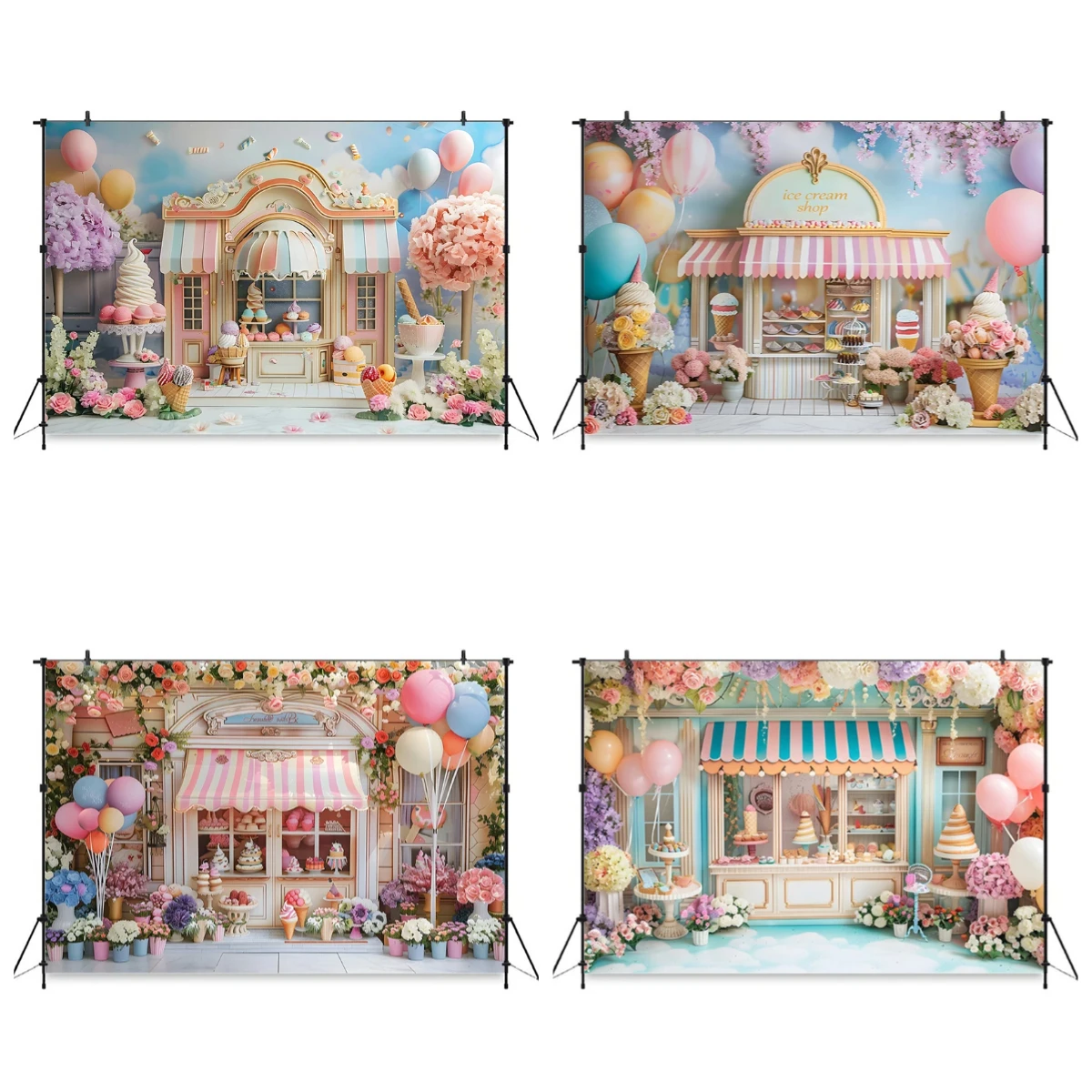 Ice Cream Backdrop For Photography Cake Crush Dessert Shop Balloon ...