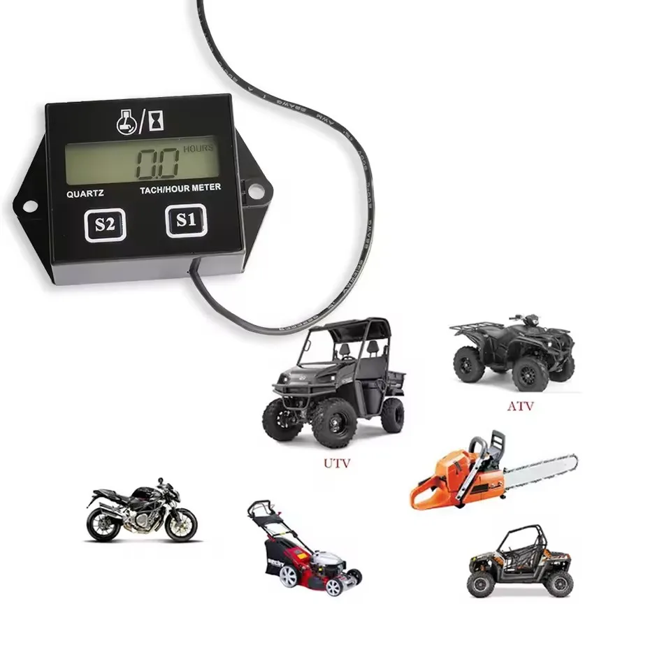 Waterproof Digital Engine Tach Hour Meter Tachometer Gauge Engine RPM ...