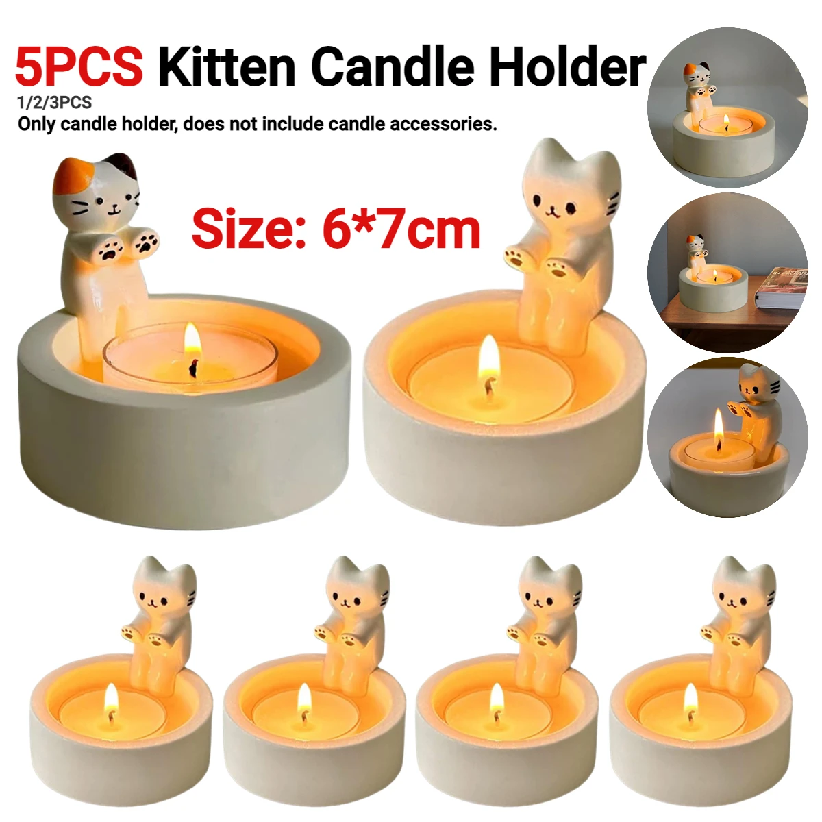 1-5PCS-Cat-Candlestick-Holder-Cute-Kitten-Candle-Holder-Creative ...