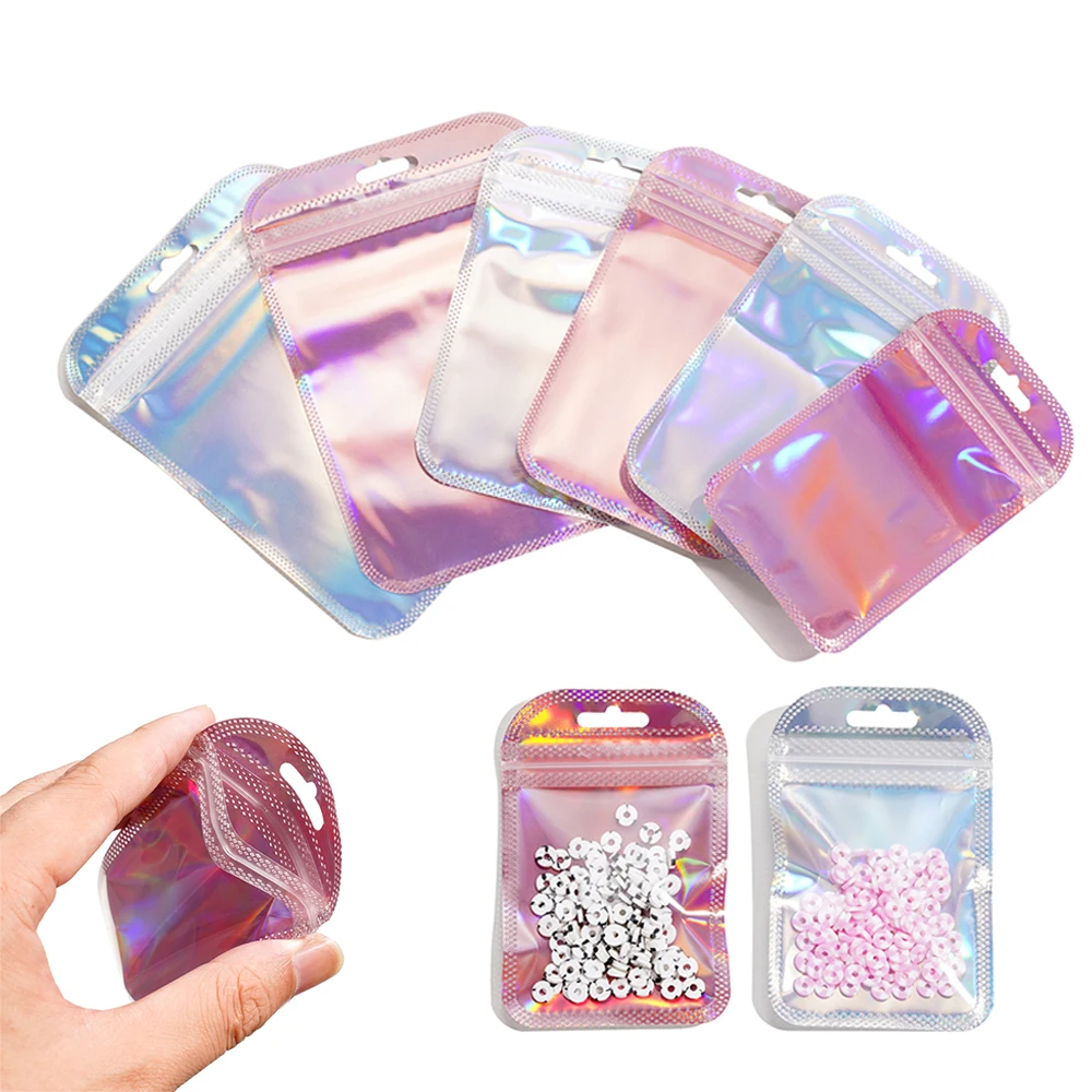 50Pcs/Lot Self-Sealing Laser Small Plastic Bags for Earring Jewelry ...