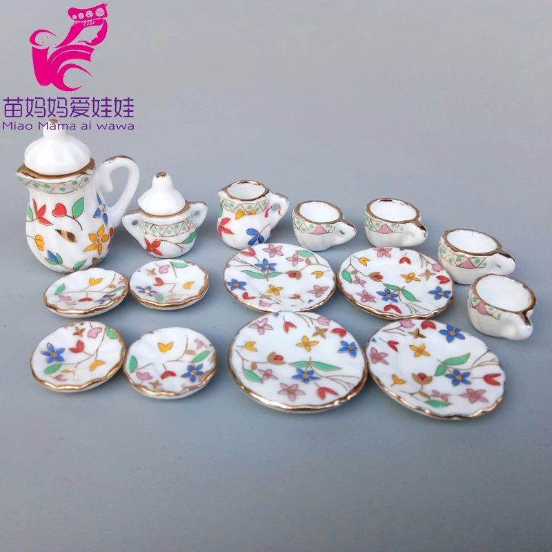 1/6 Bjd Doll House Accessories Mini Desk Top China Tea Cup Bottle Set ...