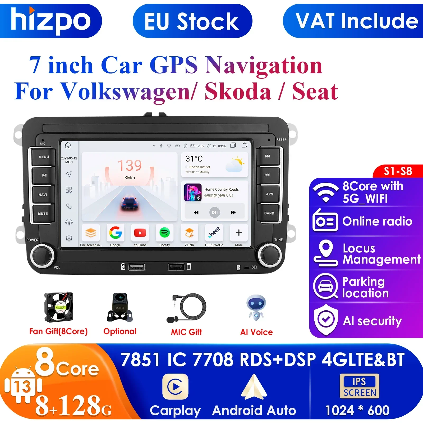 2-Din-Android-Car-Radio-GPS-for-VW-Volkswagen-Golf-5-6-Passat-B7-B6 ...