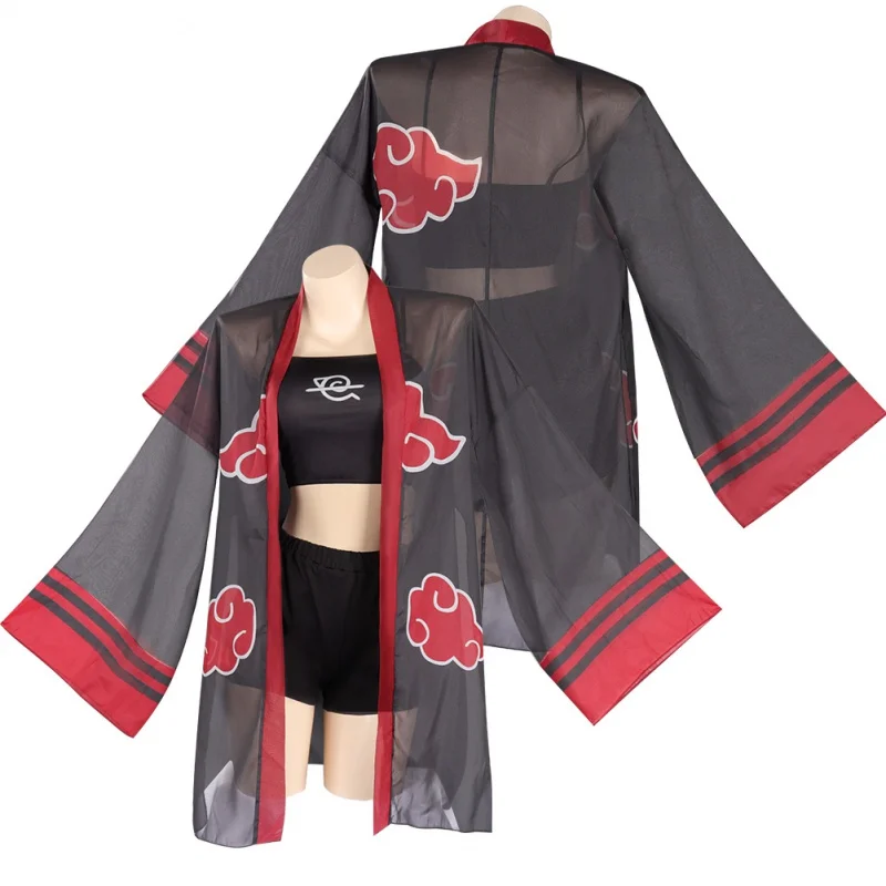 Akatsuki-Cosplay-Costume-Swimsuit-Cloak-Three-Piece-Swimwear-Outfits ...