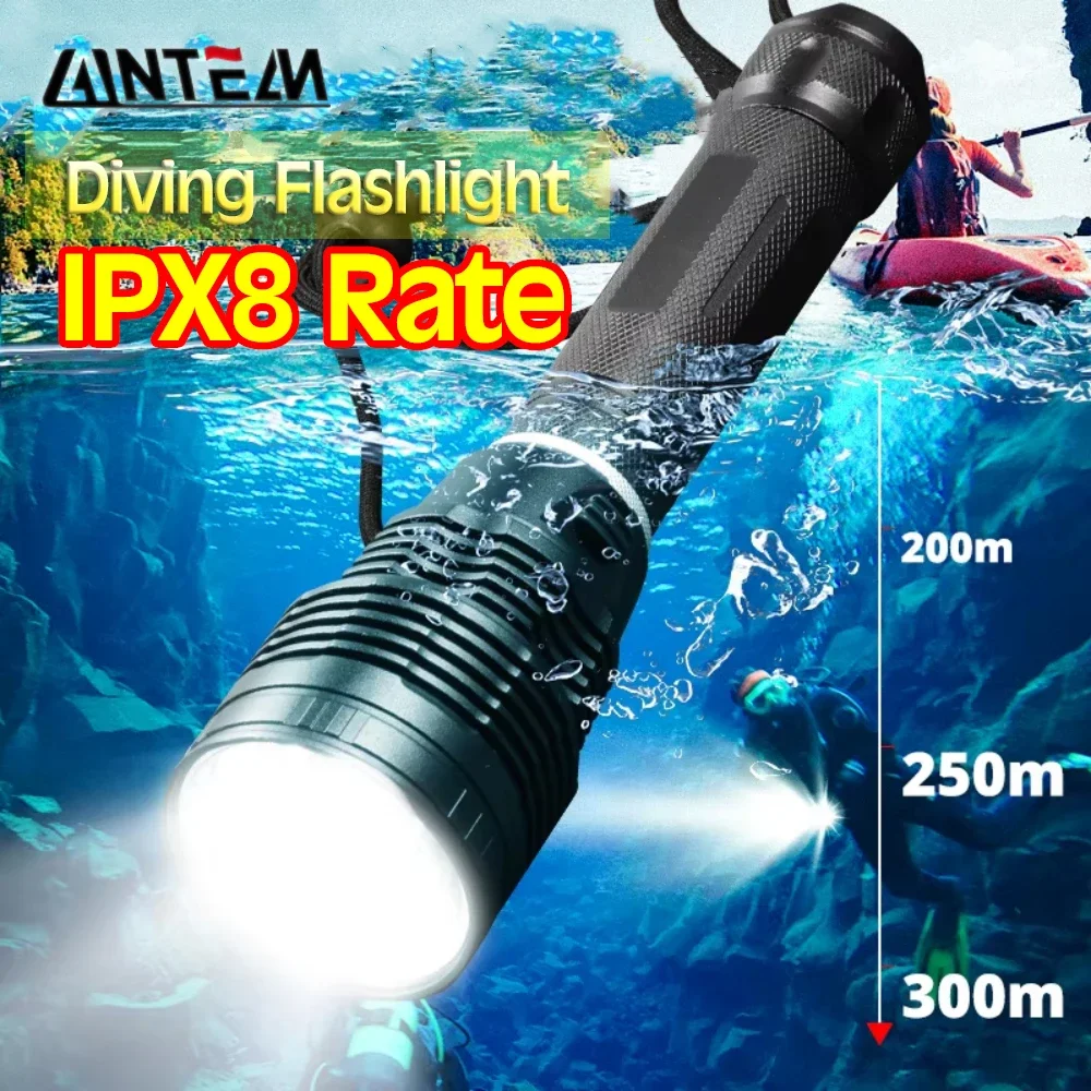 Professional IPX8 Underwater Diving Light XHP70.2 Waterproof Scuba Dive ...