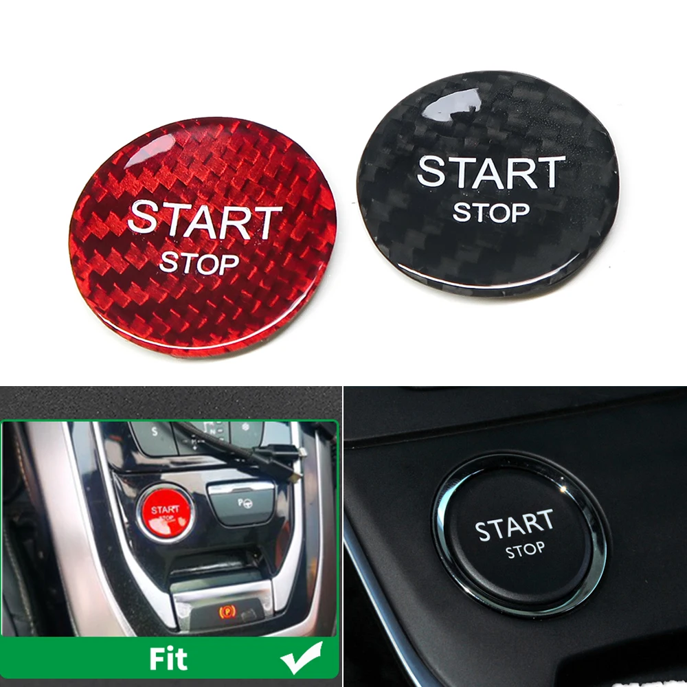 Carbon Fiber Start Stop Switch Car Engine Button Sequins Sticker Trim ...