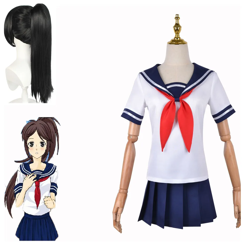 Game Yandere Simulator Ayano Aishi Cosplay Costume Wig Jk School Sexy ...