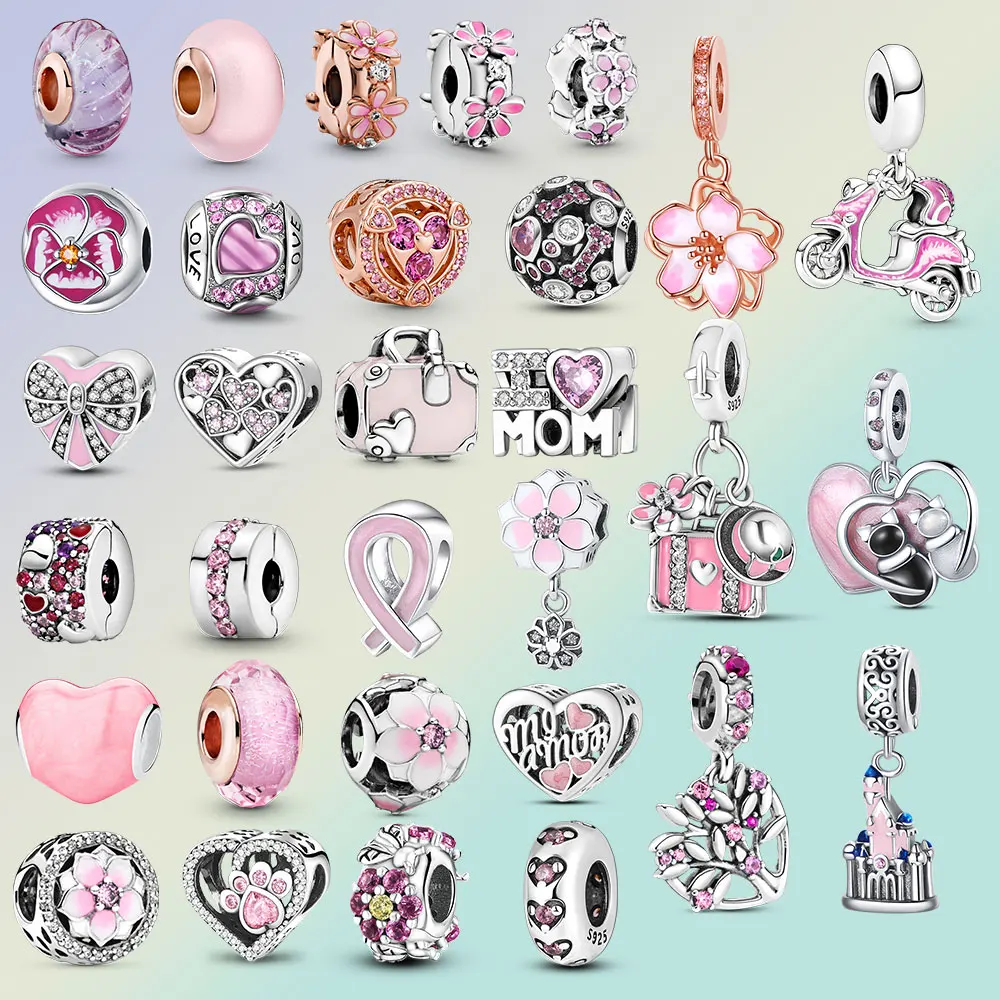 Original-Charms-fit-Pandora-Women-Moment-Bracelet-Cherry-Blooming ...