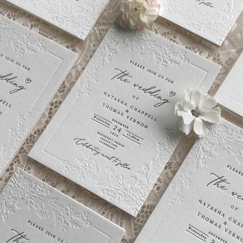 30pcs Personalized Wedding Invitations,Embossed Wedding Cards,450gsm ...
