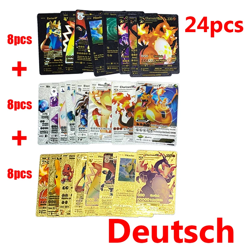 Pokémon Cards Francaise Gold Cards Spanish English German Foil Gold ...