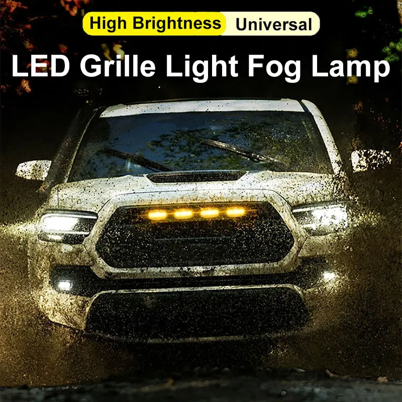 Universal-Car-Front-LED-Grille-Light-Smoked-Amber-LED-Grill-Light-Eagle ...