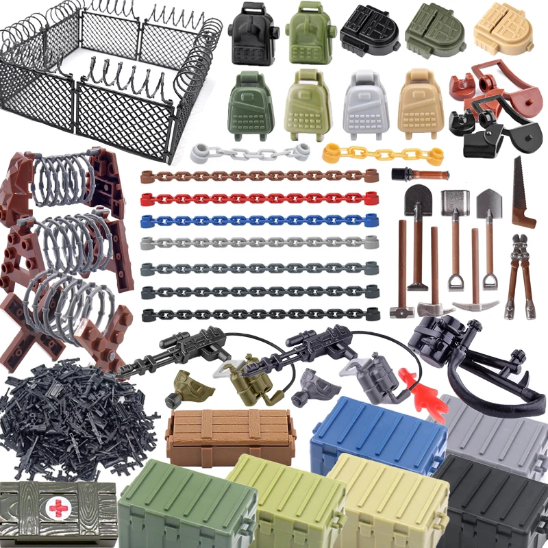 MOC WW2 Military Army Soldier Figures Building Blocks Guns Backpacks ...