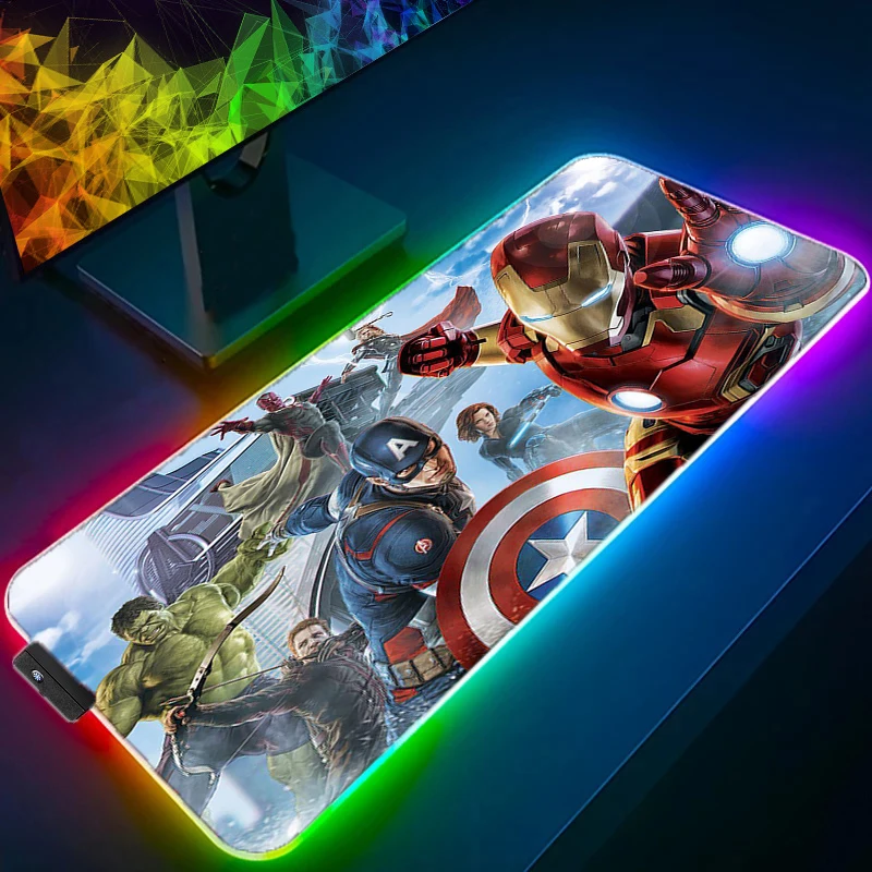 Marvel-Iron-Man-Anime-RGB-Mouse-Pad-XL-Computer-Game-Anti-Slip-Durable ...