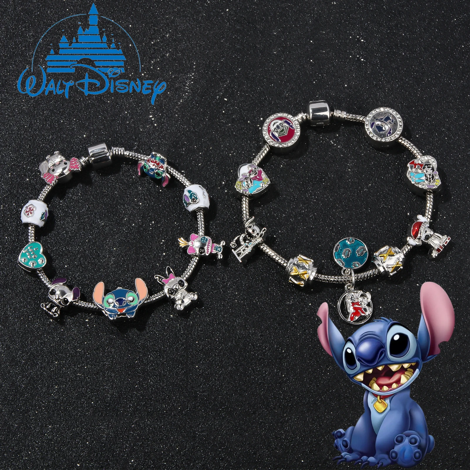 Disney-Anime-Lilo-e-Stitch-Metal-Esmalte-Pulseira-Pingente-DIY-Blue ...