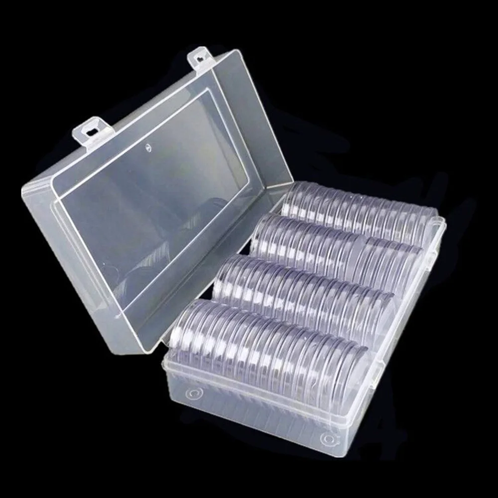 100 Pcs 25mm 27mm Air-tite Coin Holder With Rectangular Clear Plastic ...